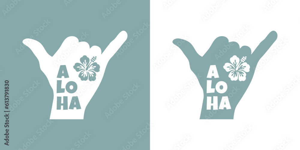 Logo vacaciones en Hawái. Palabra aloha con letras estilo hawaiano con ...
