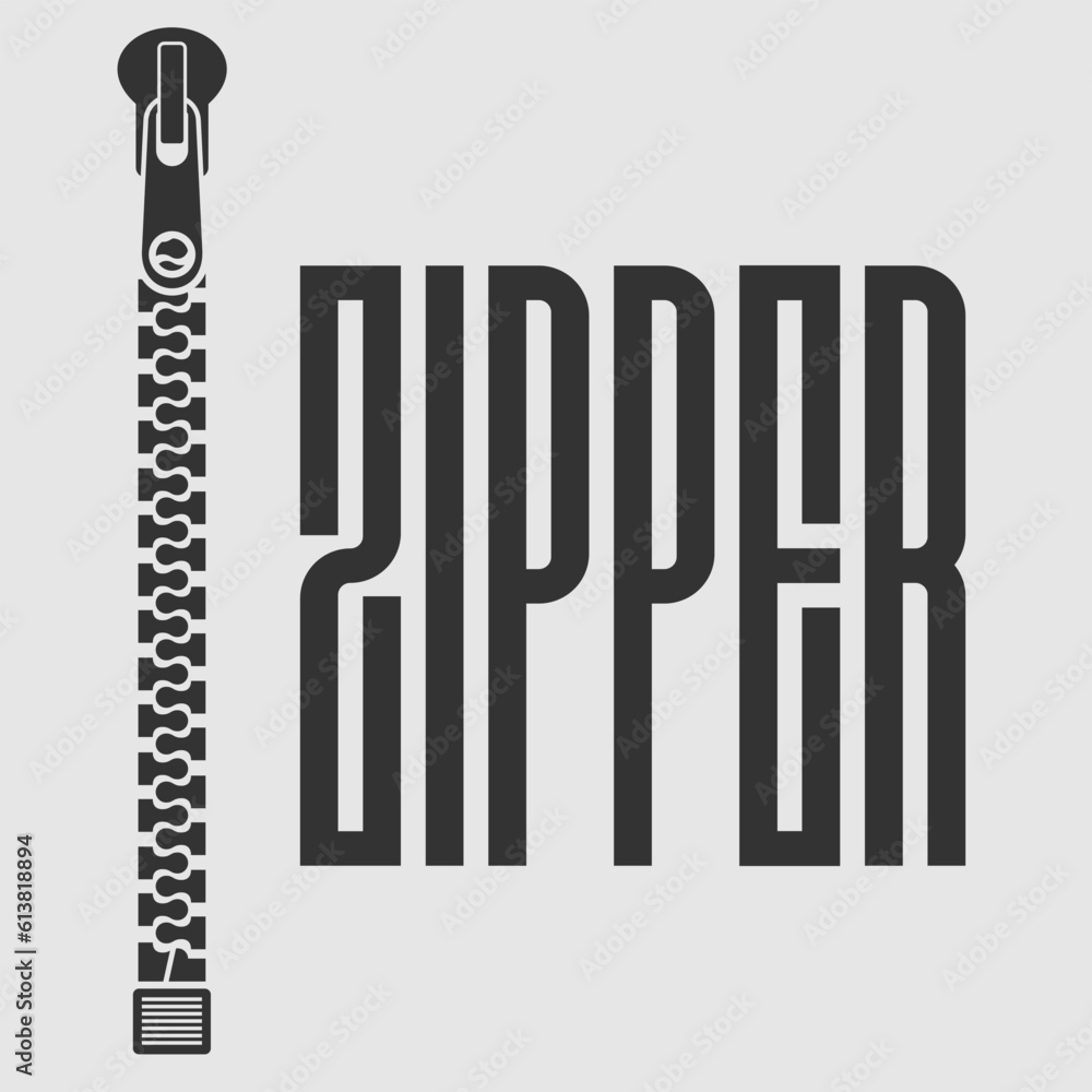 Zipper silhouette isolated. Vector illustration Stock Vector | Adobe Stock