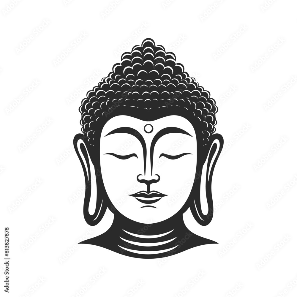 Vector silhouette of Buddha line drawing. Sketch of meditating buddah ...