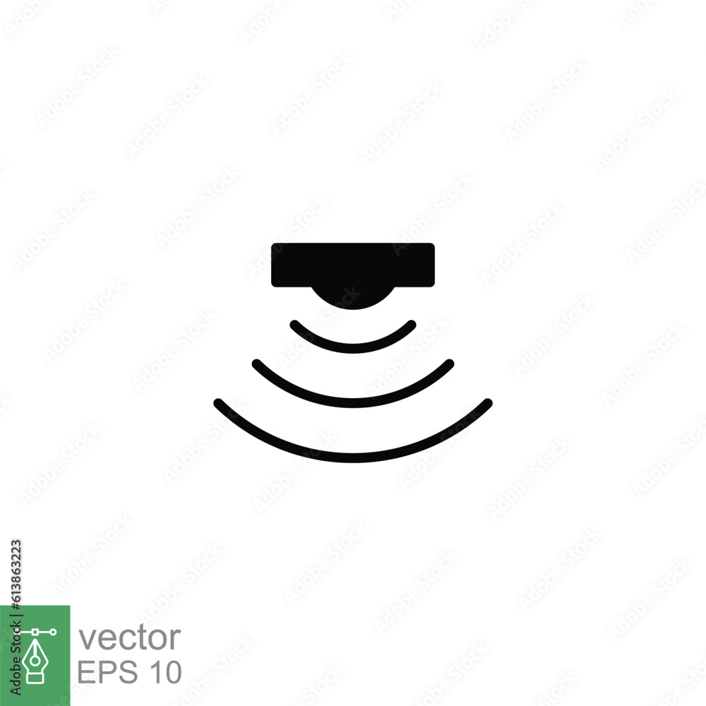 Sensor icon. Simple solid style. Light motion wave radar, smart move detector, security ...