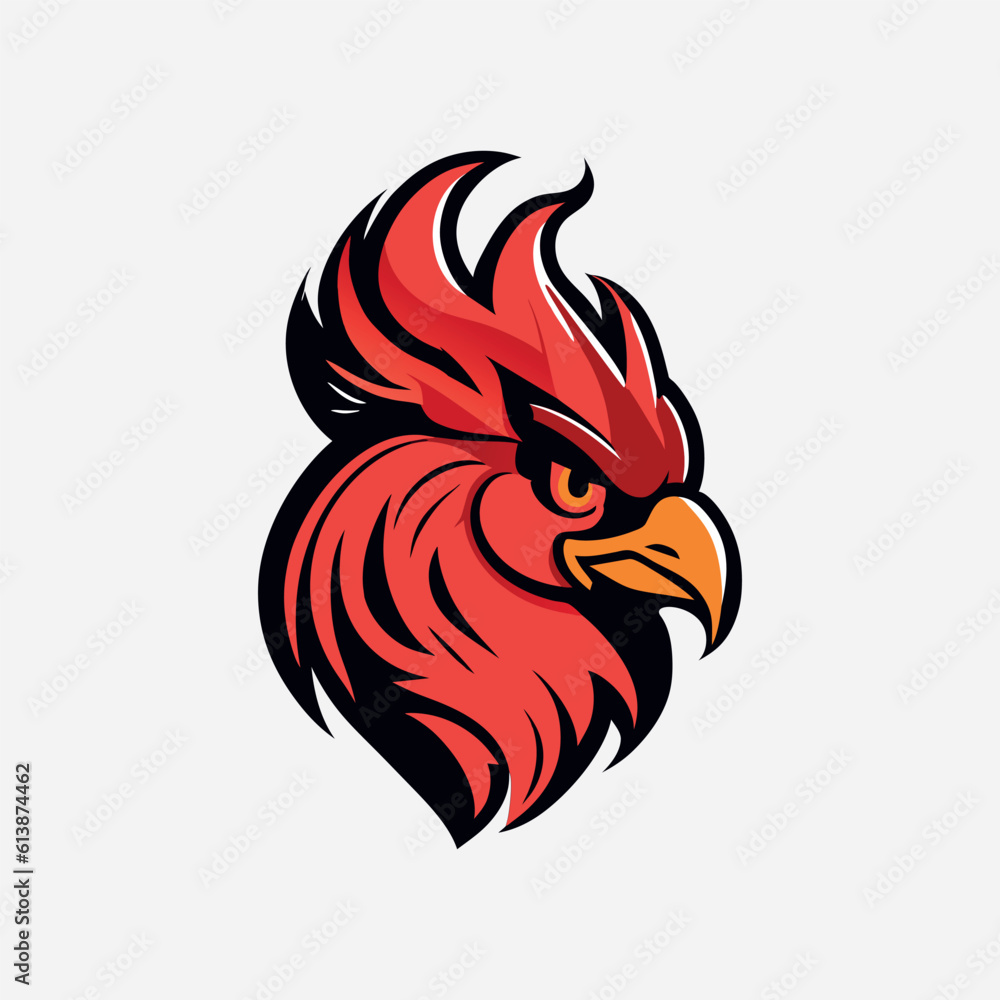Rooster mascot sport logo design. Chicken rooster head mascot. Chicken ...