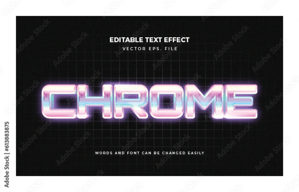 Vector Editable 3d Holographic Chrome Text Effect Design Stock Vector ...