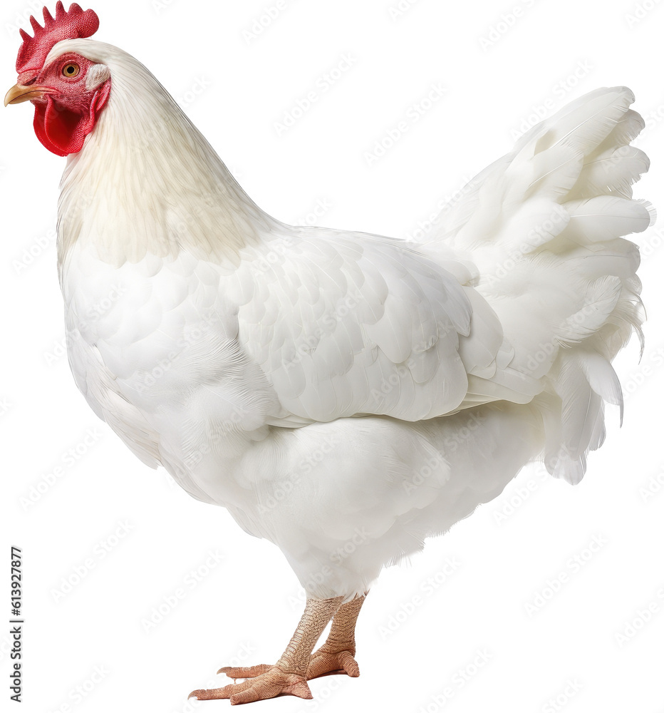 White chicken isolated on transparent background, generative AI animal ...