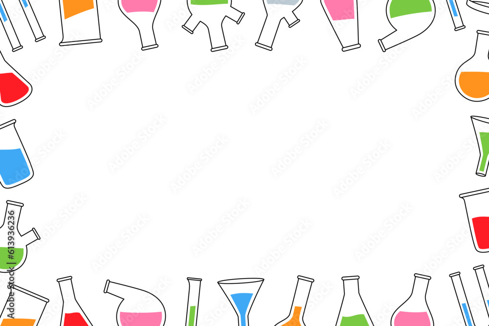 Laboratory glassware banner. Laboratory glass equipment. Conical flask ...