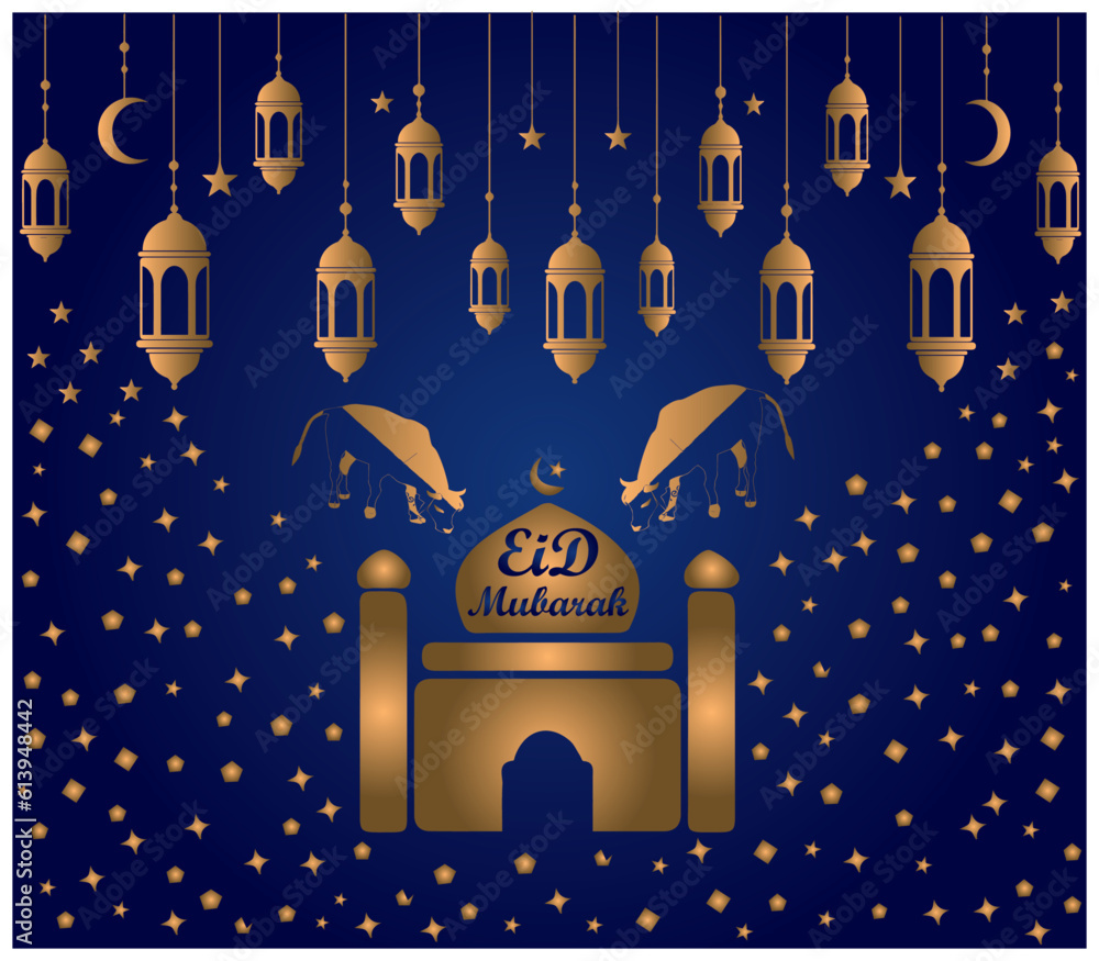 Eid Mubarak Arabic and English Typography. Creative idea and Concept ...