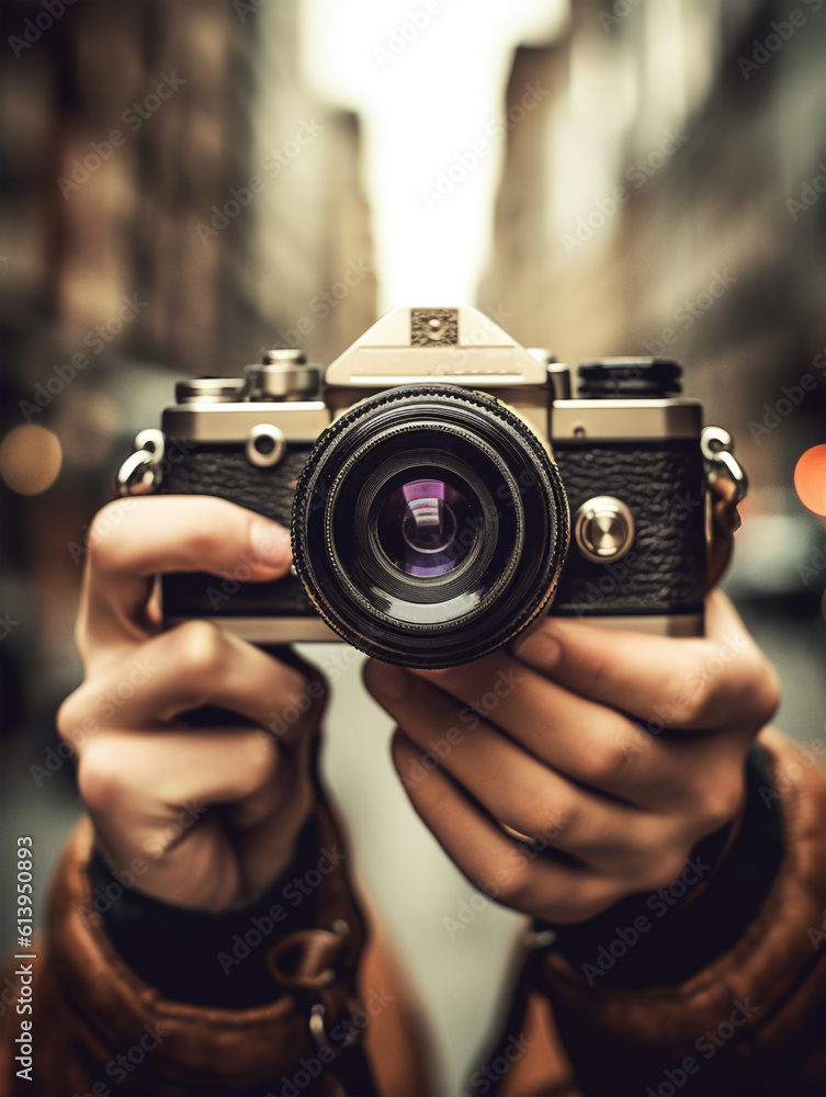 hand holding camera, world photographer day concept, generative ai ...
