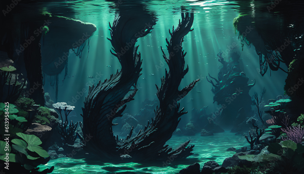 Exploring the Abyss: Unveiling the Mysterious Shadows of the Deep Sea, Generative AI. Stock ...