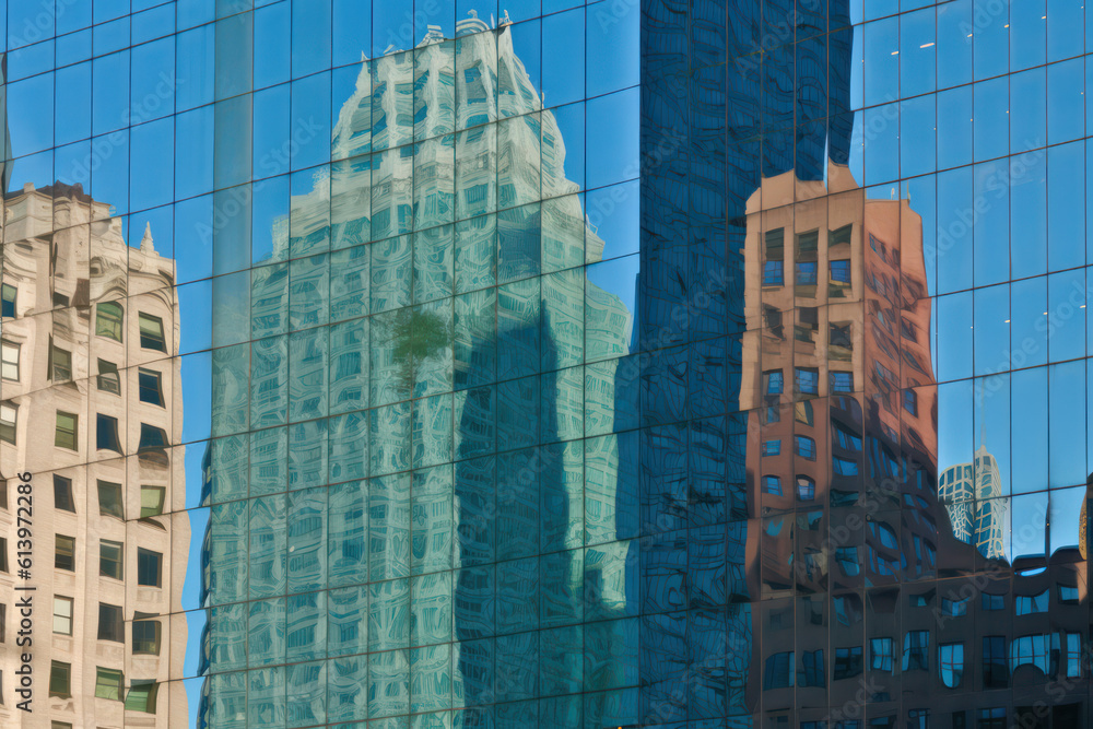 A striking architectural detail of a modern skyscraper, showcasing ...