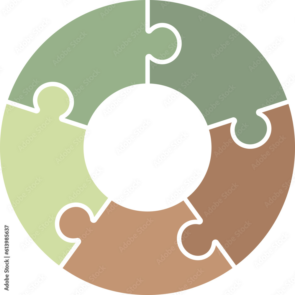 เวกเตอร์ Stock Infographic Pie Flow Chart Jigsaw Puzzle Cycle Diagram 5 ...