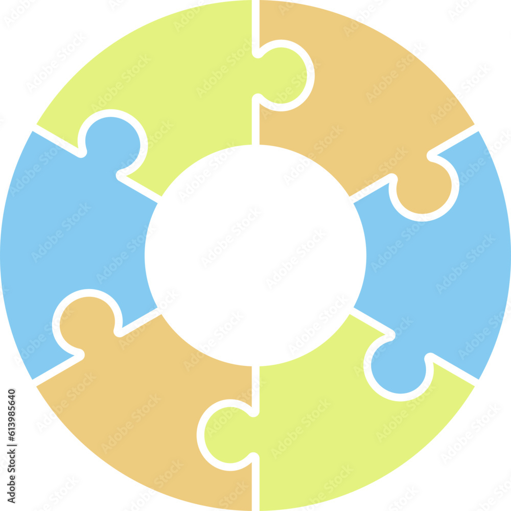 Infographic Pie Flow Chart Jigsaw Puzzle Cycle Diagram 6 Sections Stock ...