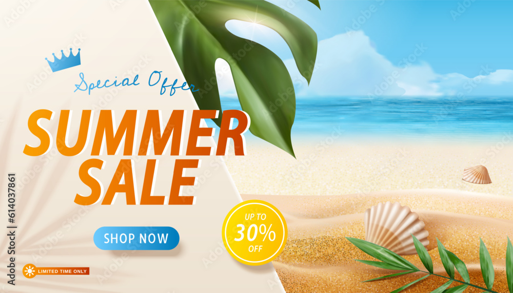 Summer beach sale promo template Stock Vector | Adobe Stock