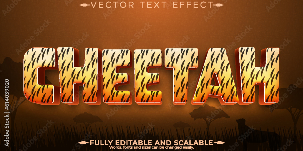 Cheetah text effect, editable cartoon and africa text style Stock Vector | Adobe Stock