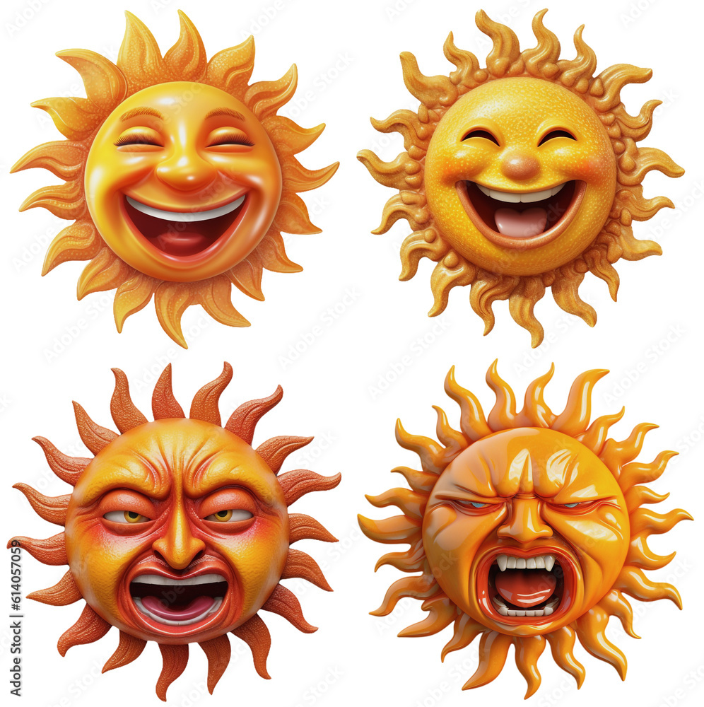 illustrations of the sun with a smiling and happy face and an angry ...