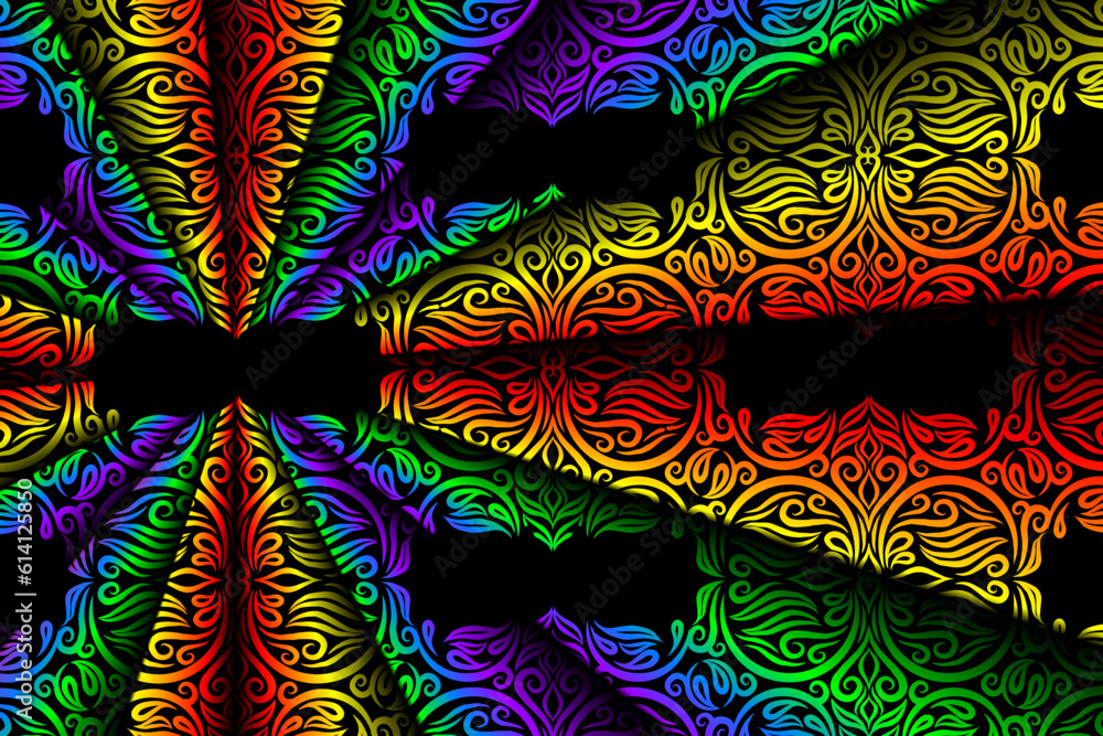 Limited edition luxurious design colourful rainbow flowers line art ...