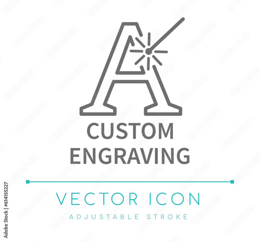 Custom Engraving Line Icon Stock Vector | Adobe Stock