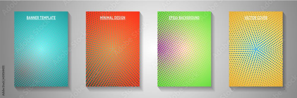 Minimal circle faded screen tone cover page templates vector set ...