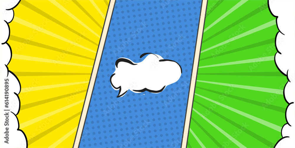 Vector Abstract Comic Page, Color Comic Background With Clouds and ...