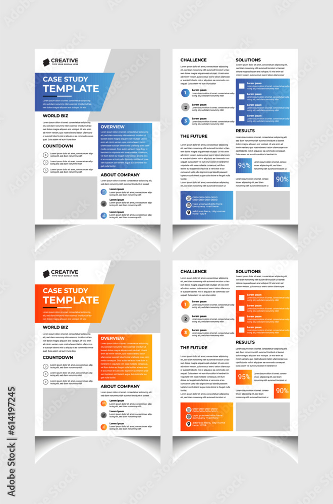 Corporate business case study template design with a4 size. Clean case ...
