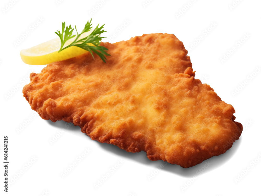 Homemade breaded chicken schnitzel isolated on transparent or white ...
