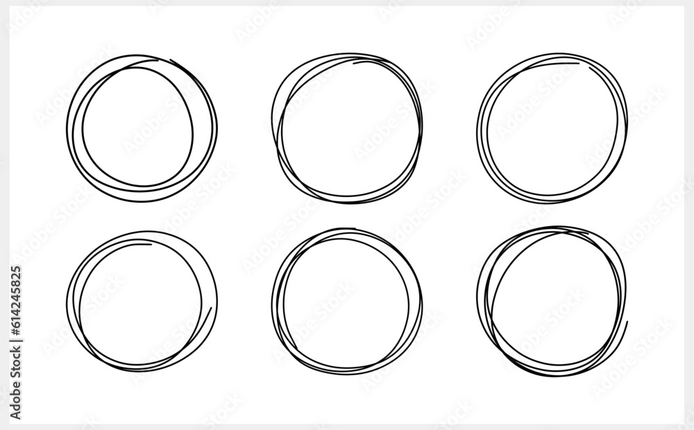 Doodle circle frame isolated Hand drawn border clipart Sketch vector ...