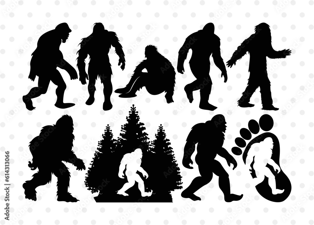 Bigfoot Silhouette, Bigfoot SVG, Yeti Bigfoot Svg, Bigfoot With Tree ...