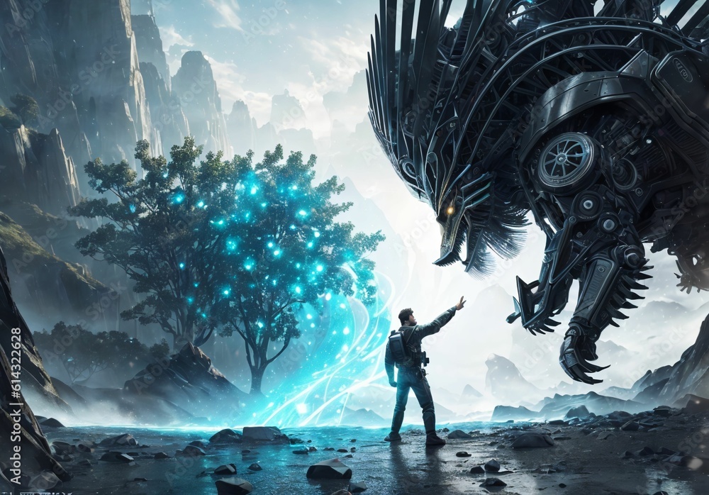 Colorful Artistic Sci Fi Fantasy Digital Art illustration of A Man ...