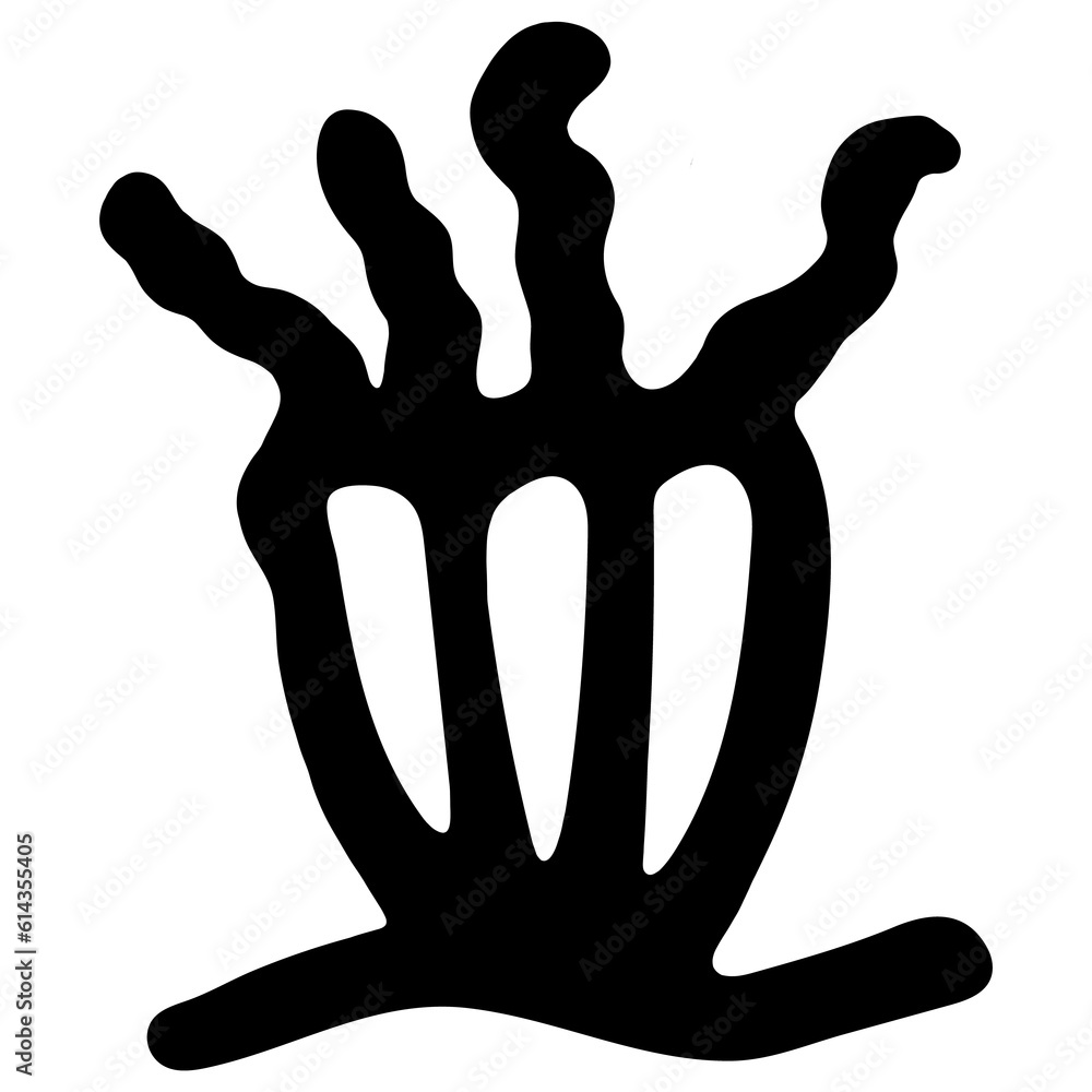 Hand Drawn Black And White Sea Anemone Isolated On White Background