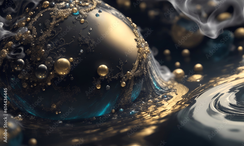 Luxury Black Pearls Covered in Gold and Diamonds Ornament Liquid ...