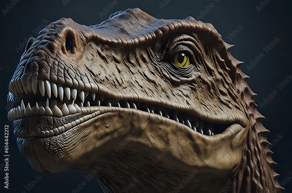 most dangerous dinosaur face side view. T-rex side view, black ...