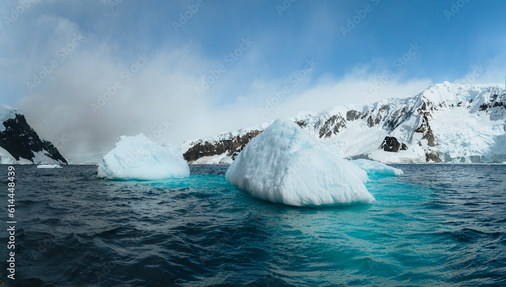 Antarctic nature landscape with icebergs in Greenland icefjord during ...