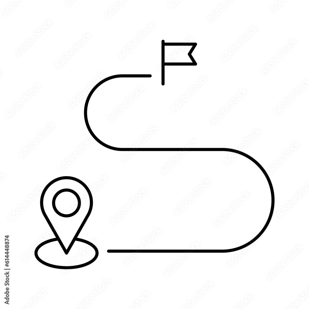 Path travel and tourism icon with black outline style. life ...