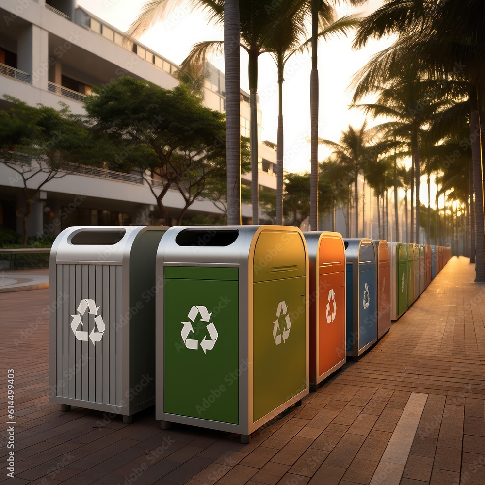 Modern trash bins for waste segregation, Management recycle garbage ...