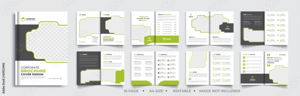 Vector de Stock 16-Page Brochure template layout design, minimal ...