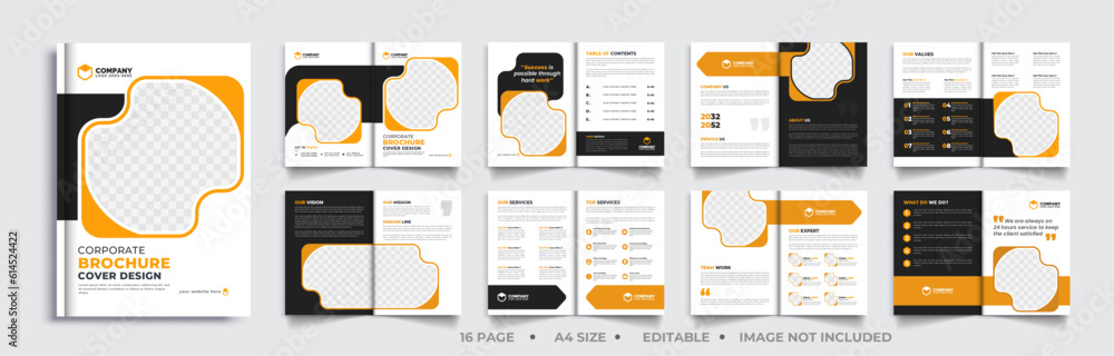 16 Page Brochure template layout design, minimal multipage business ...