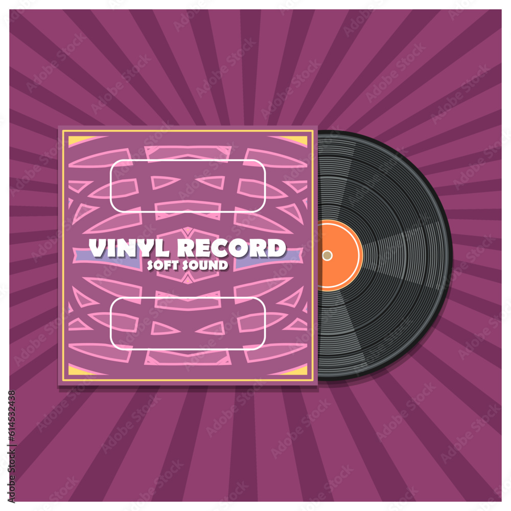 Vinyl record in a paper bag with an original lilac Art Nouveau print ...
