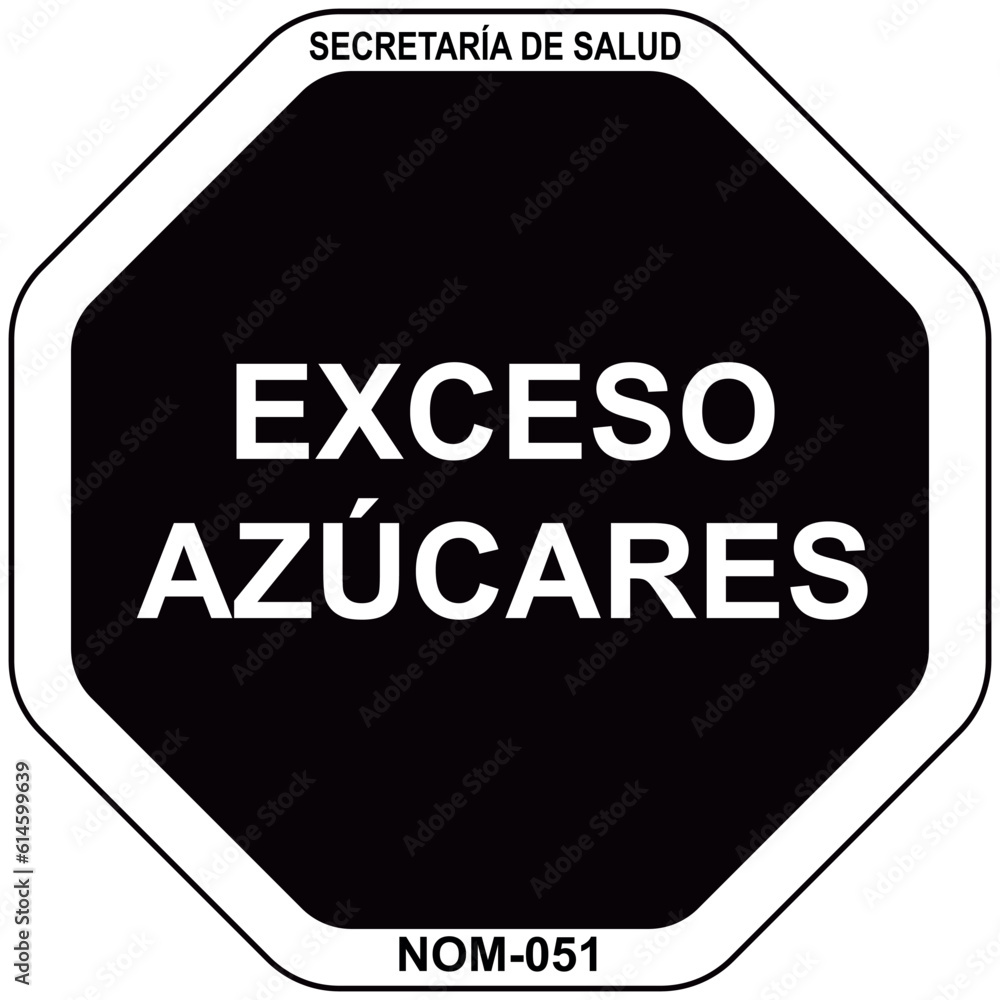 Vector de Stock sellos frontales - Exceso Azucares - de advertencia ...