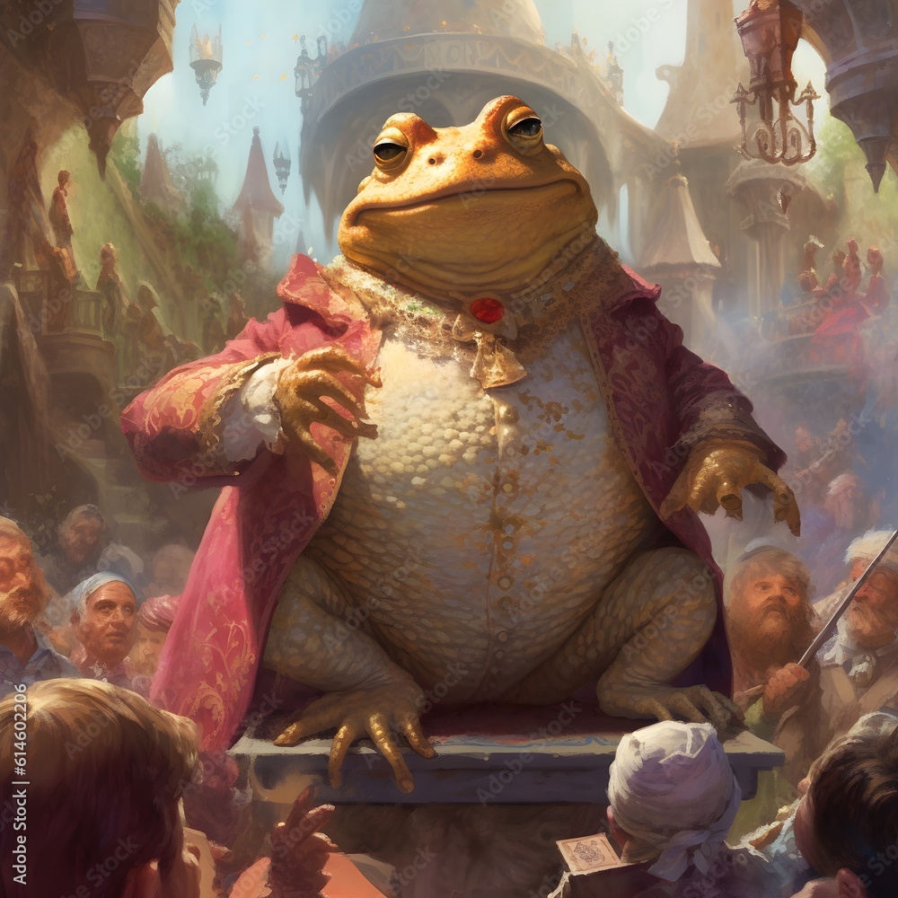 Stock-Illustration „Generative AI, Prince, Toad, Fairy tale, Bedtime ...