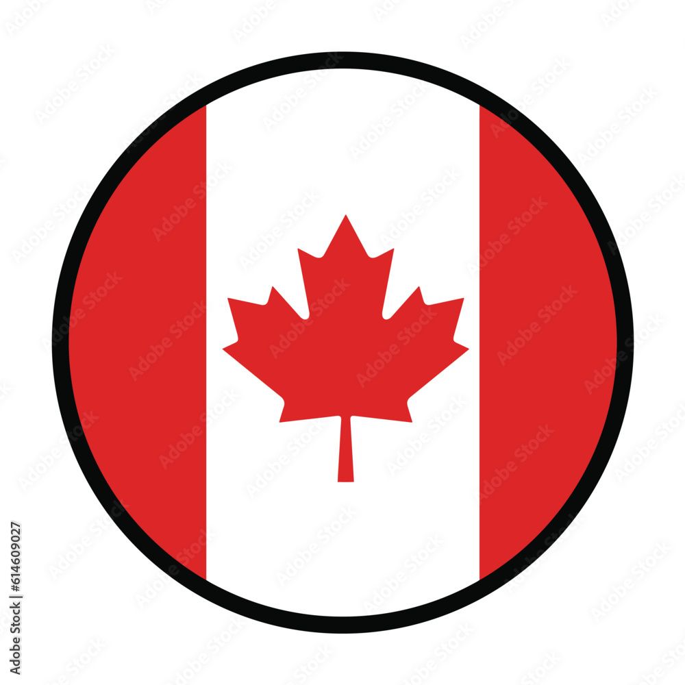 Round Cannada flag, flat vector logo icon. Simple vector button flag of ...