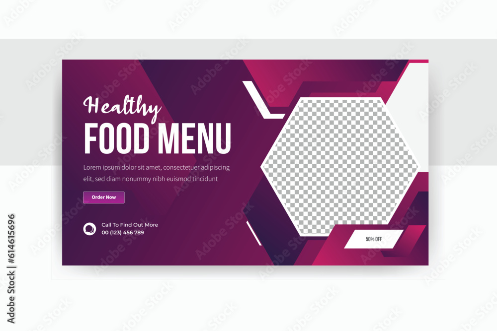 Healthy food menu YouTube thumbnail design Stock Vector | Adobe Stock