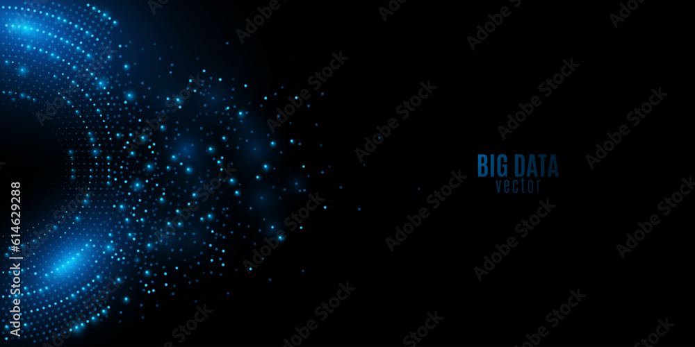 Futuristic background of digital glowing dots. Big Data visualization ...
