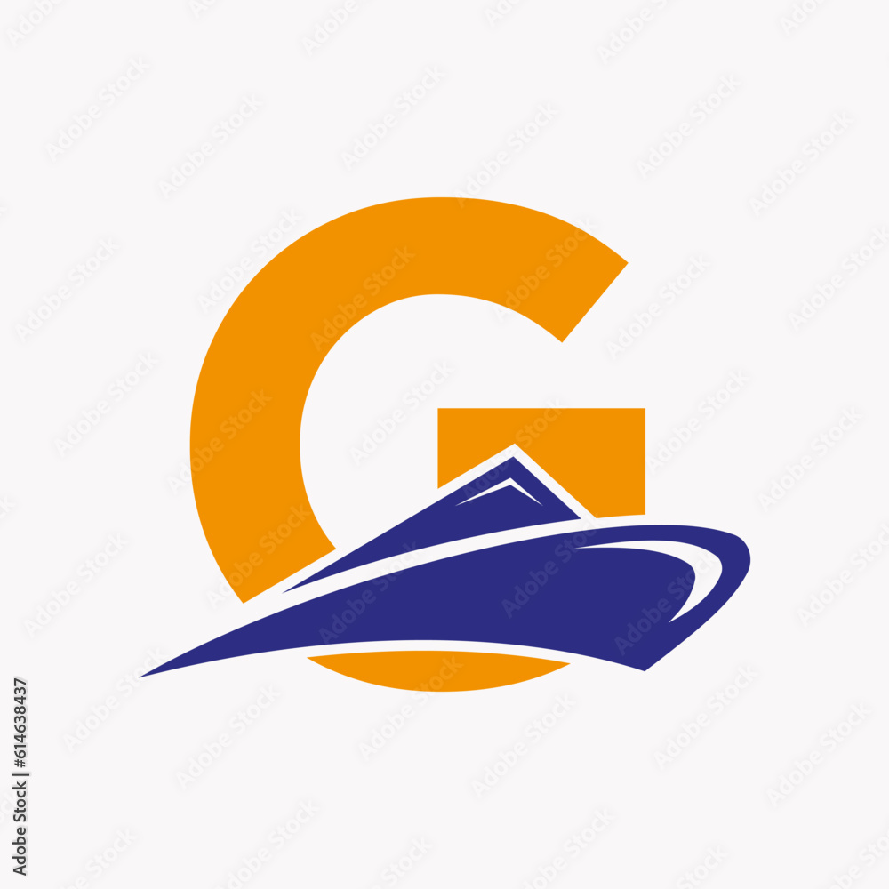 Letter G Cruise Ship Logo Boat Icon. Yacht Symbol, Marine Logotype ...