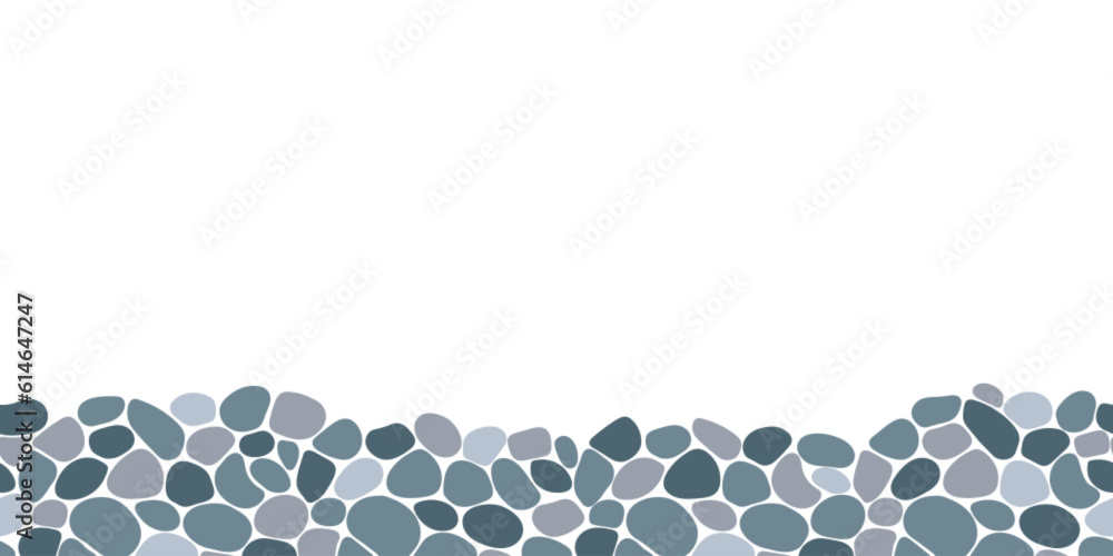 Pebble seamless backdrop vector illustration. Cobble stones border ...
