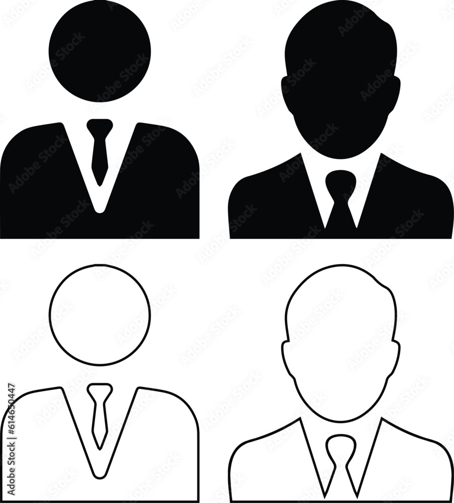 Vector de Stock User Icon set. Profile icon. Monochrome icon. People ...