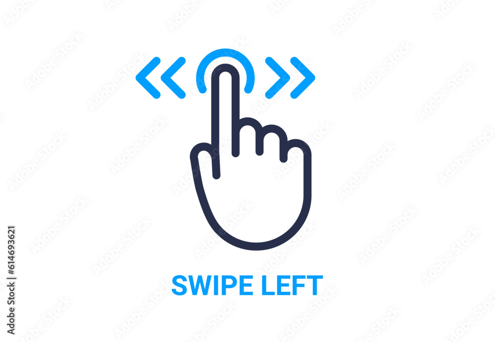 Swipe hand finger vector icon. Drag swipe touch arrow tap action mobile ...