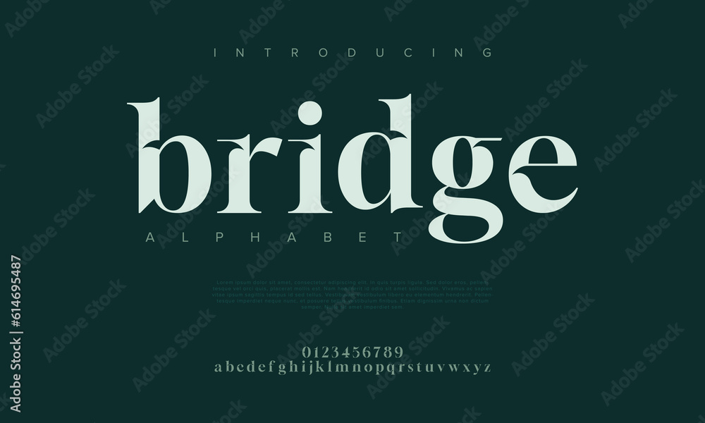 Bridge elegant luxury abstract wedding fashion logo font alphabet ...