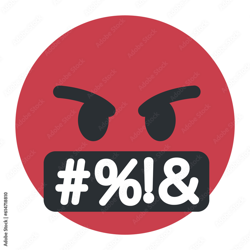 Ilustrace Top quality emoticon. Angry swearing emoji. Emoticon with ...