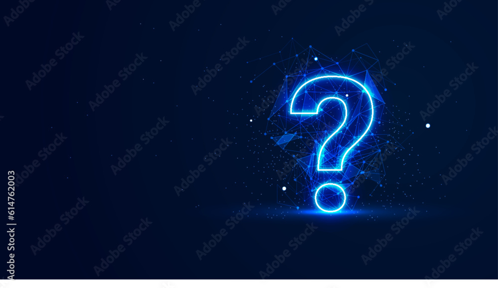 Image vectorielle Stock Futuristic glowing question mark with plexus ...