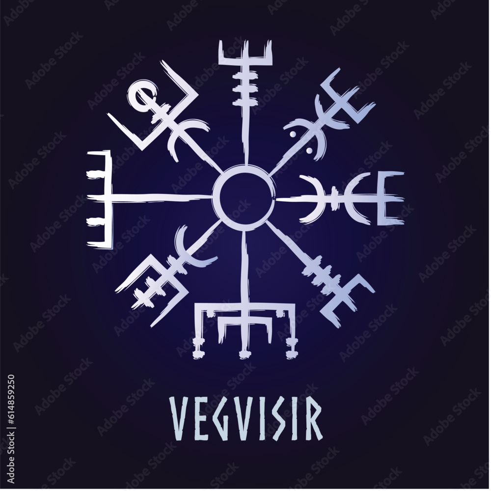 Vector de Stock Hand drawn full editable norse symbol of vegvisir also ...