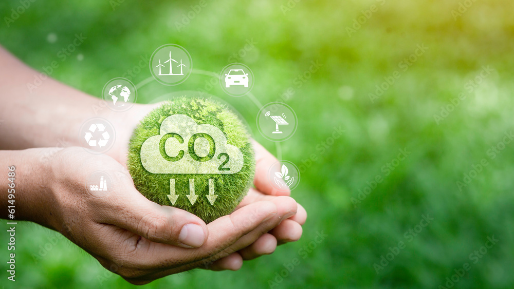 reducing carbon emissions carbon neutral concept Net zero emission ...