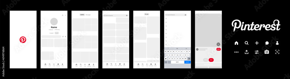 Pinterest mockups. Pinterest. Social network interface. Pinterest ...